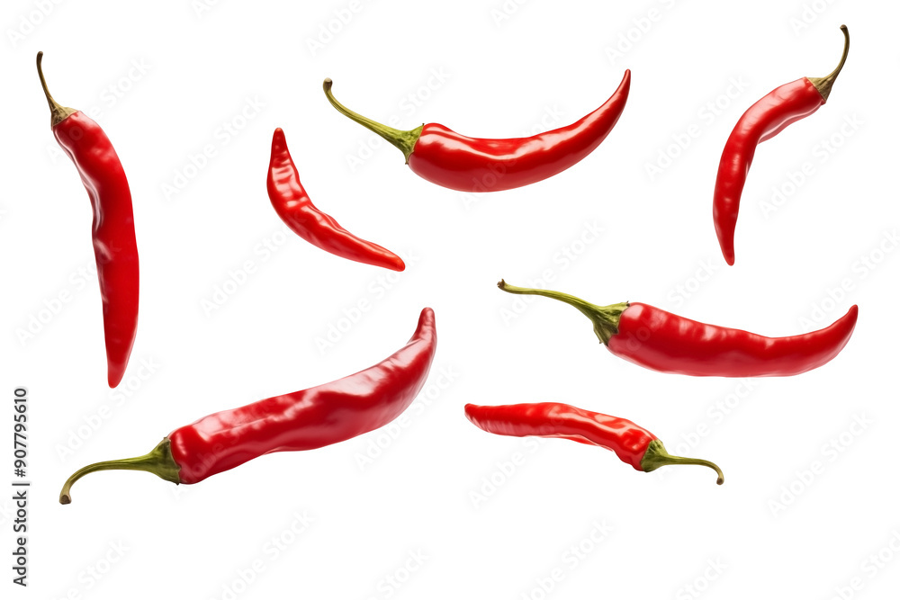 Set of Falling Red Hot Chili peppers PNG Spicy Flying peppers isolated ...