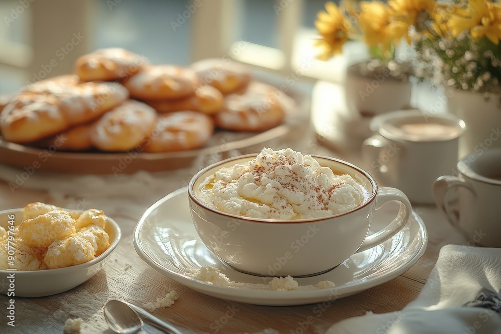Classic Italian Breakfast Table Set-Up: Cornetti, Creamy Ricotta, and ...