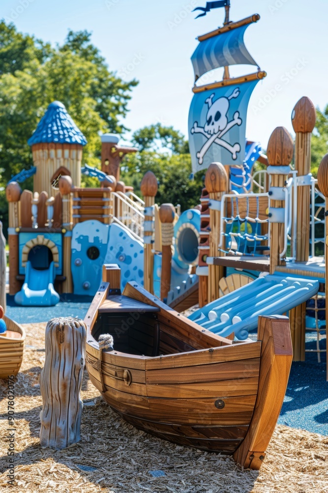 High Seas Adventure Playground with Pirate Ships and Treasure Chest ...