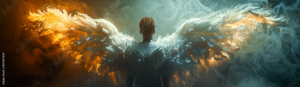 Angel wings, angel back with wings spread, angel banner Stock ...