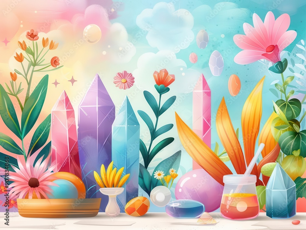 Magical Healing Objects Design an illustration featuring enchanted ...