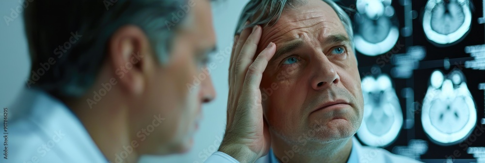 Male patient with headaches and migraines undergoes brain MRI and ...