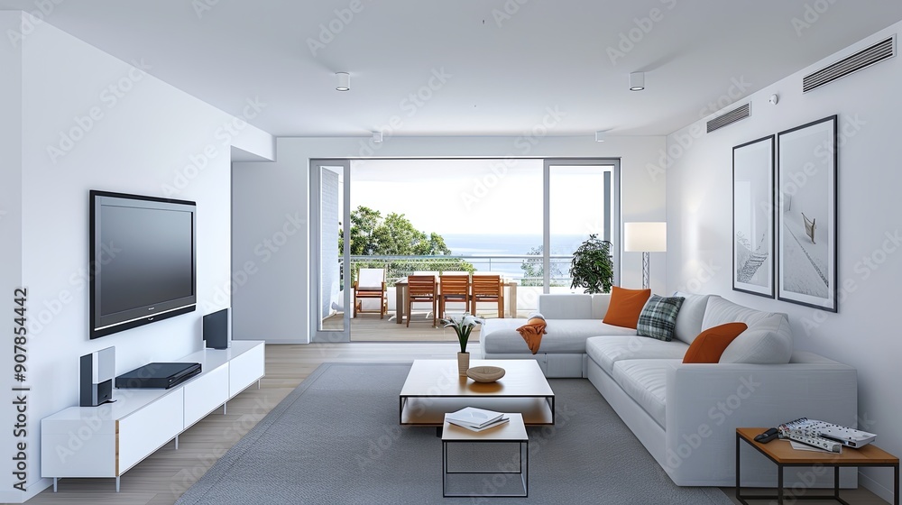Realistic images with full HD resolution A living room filled with ...
