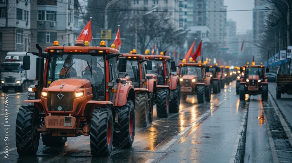 Protest of Agricultural Workers Causes Traffic Jams as Tractors Block ...