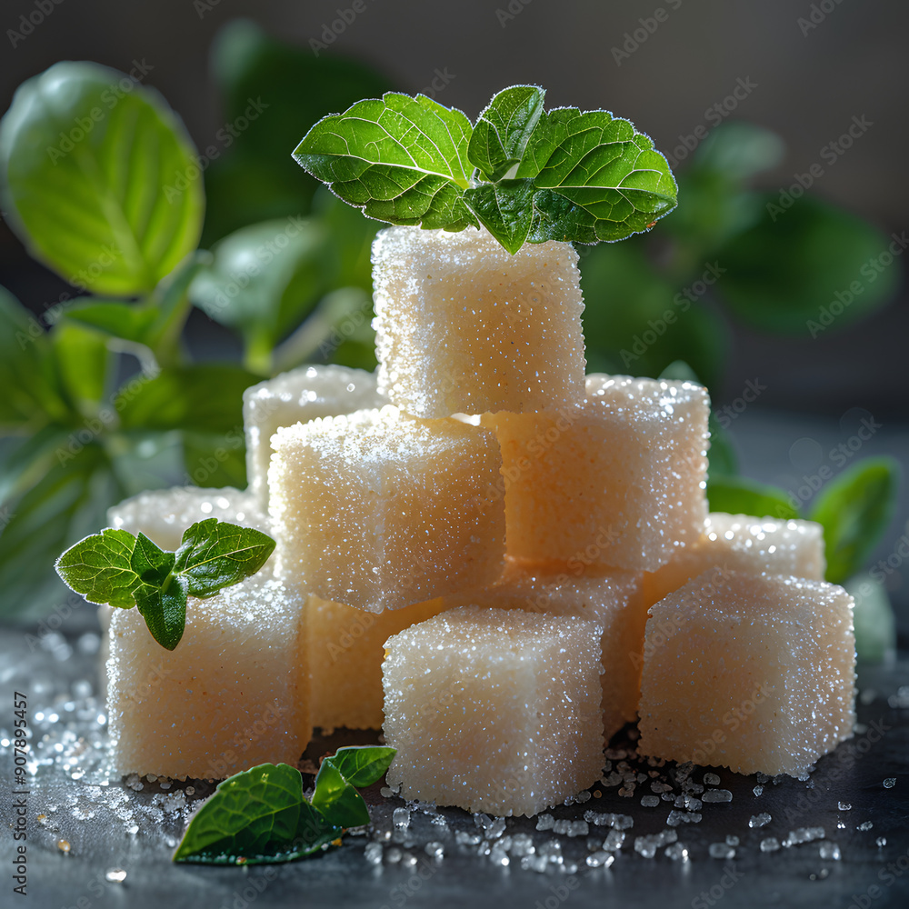 table with stevia and aspartame sweeteners stacked. concept sweeteners ...