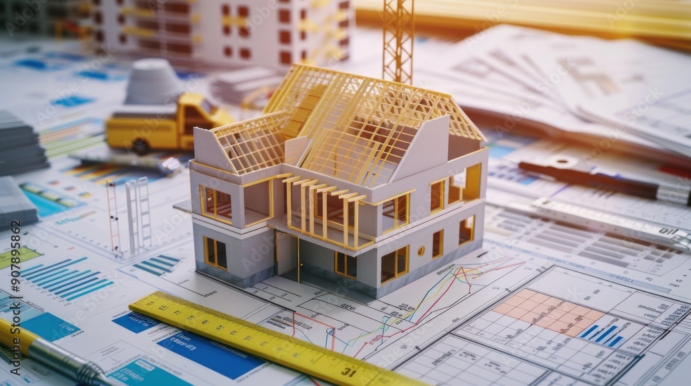 Generate a photo realistic image of a construction project featuring ...