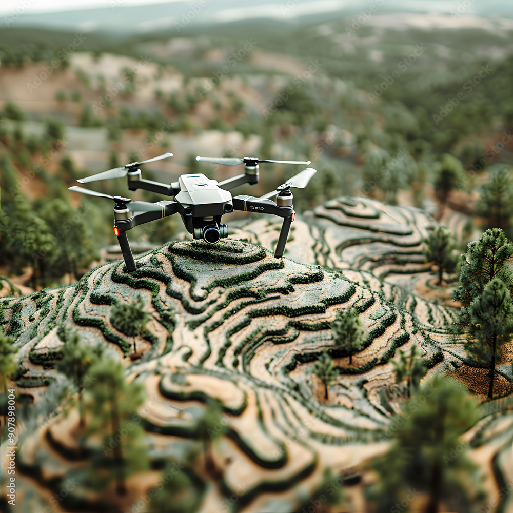 drone gps positioning system, aerial view land plot. site survey for ...