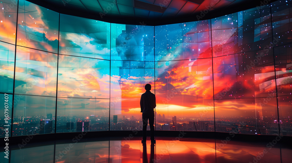 Confident rich business man executive standing in modern big city ...