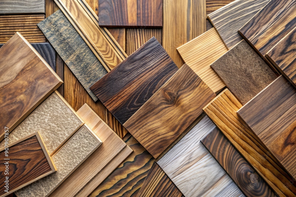 Rustic and modern engineered wood flooring samples in various textures ...