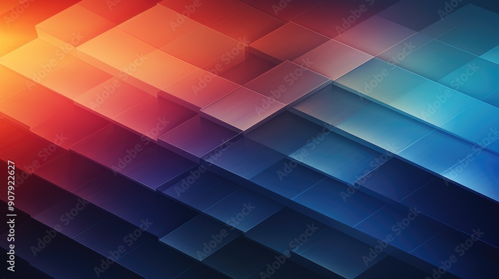 Geometric shapes with smooth gradients creating an illusion of depth ...