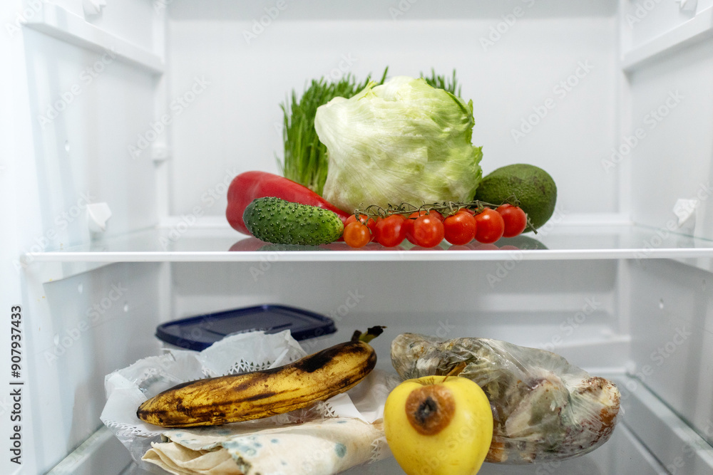 The difference between the produce shelf with fresh vegetables and the ...