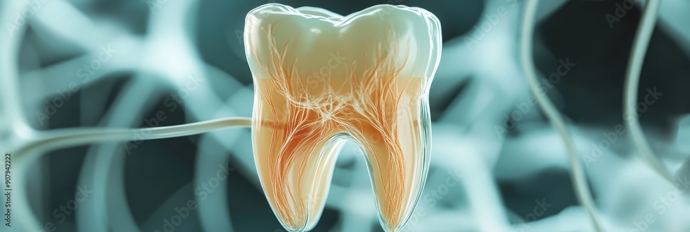 A detailed illustration of a tooth, showcasing its internal anatomy ...