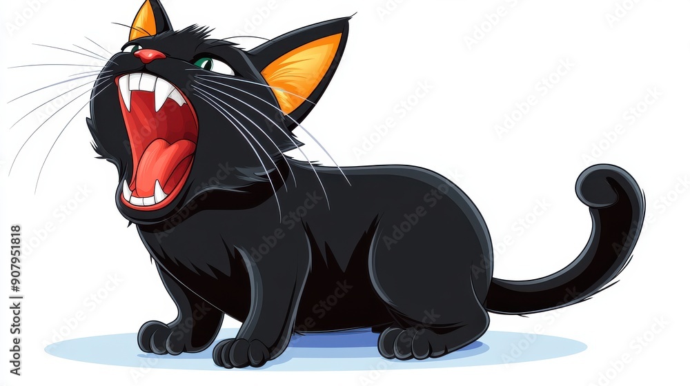 Cat clipart of a meowing cat with mouth wide open, highlighting sound ...