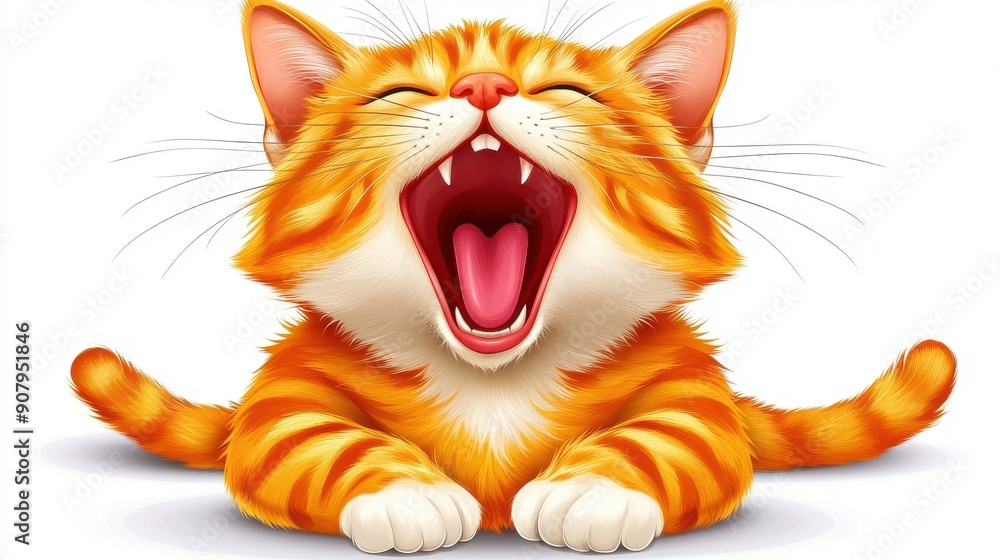 Cat clipart of a meowing cat with mouth wide open, highlighting sound ...