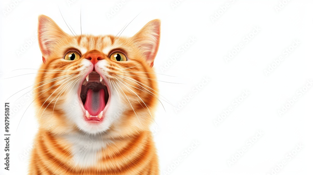 Cat clipart of a meowing cat with mouth wide open, highlighting sound ...