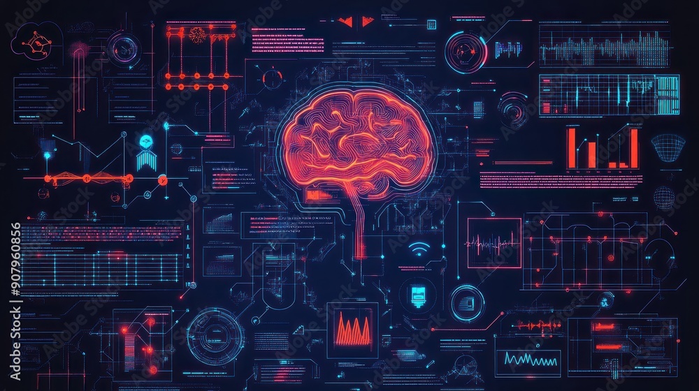 Infographic layout with a focus on artificial intelligence and machine ...