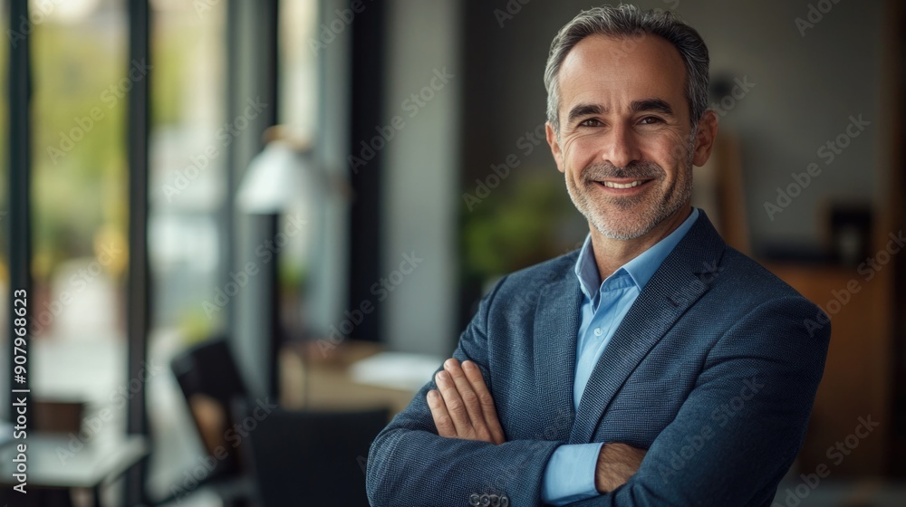 Confident smiling middle aged business man attorney, 60 years old ...