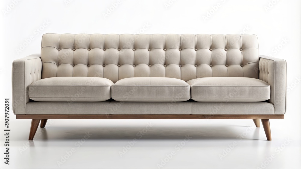 Sleek and stylish modern three-seater couch with low-profile legs ...