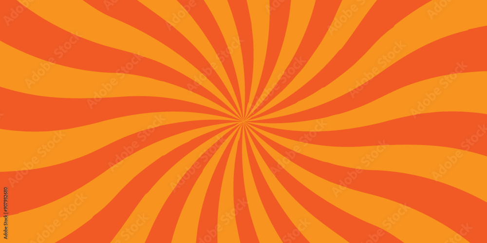 Abstract orange and yellow rays sunburst background. Modern seamless ...