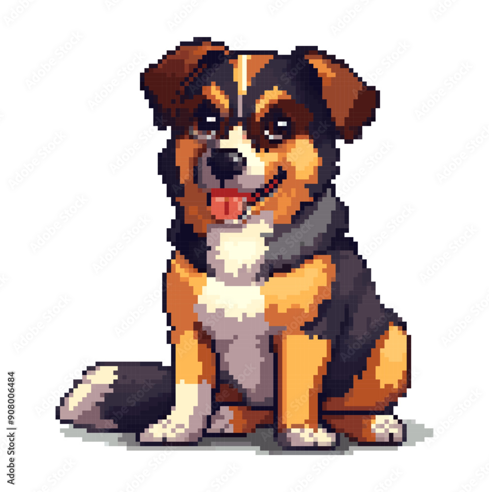 Vetor de Dog pixel art. Mixes breed cute puppy, 8 bit pixel style ...