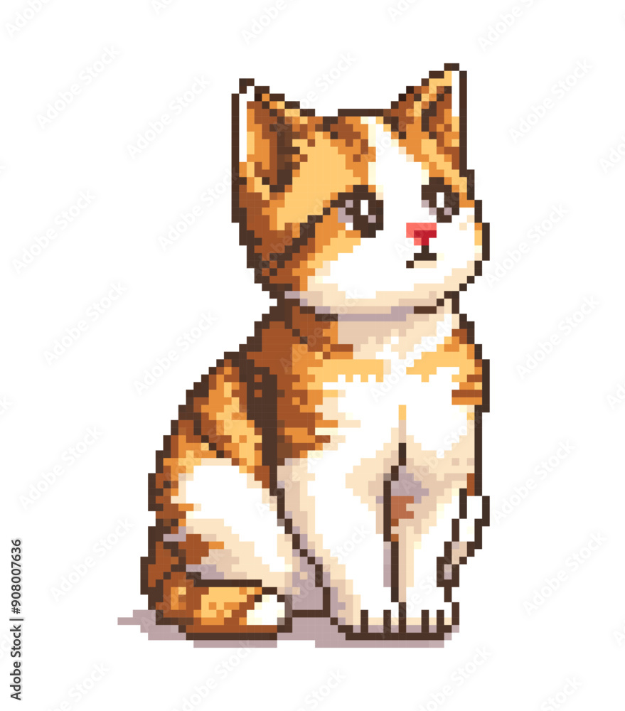 Grafika wektorowa Stock: Cat pixel art. Kitten cute ginger pet, 8 bit ... Grafika wektorowa Stock: Cat pixel art. Kitten cute ginger pet, 8 bit ...