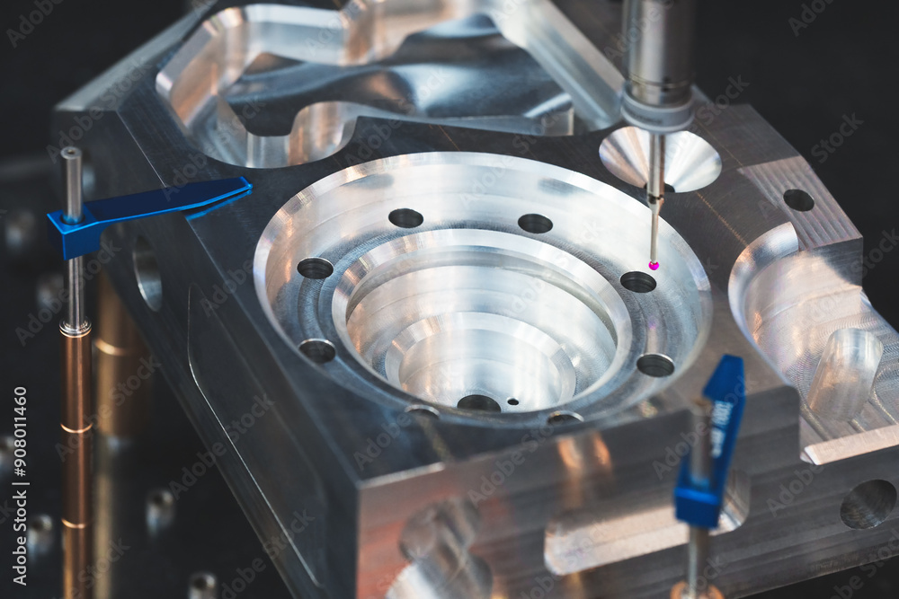 Quality control on milling CNC machine, coordinate measuring machine ...