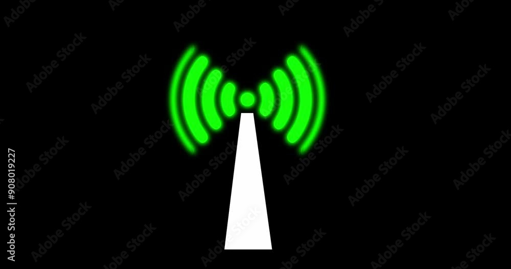 Wi-Fi Tower animation, Wireless Connectivity motion graphics; Radio ...