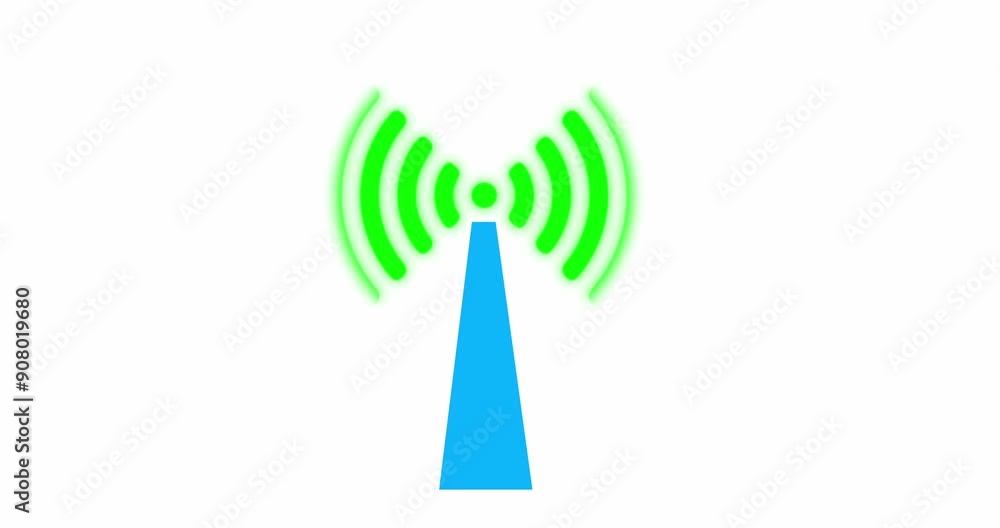 Wi-Fi Tower animation, Wireless Connectivity motion graphics; Radio ...