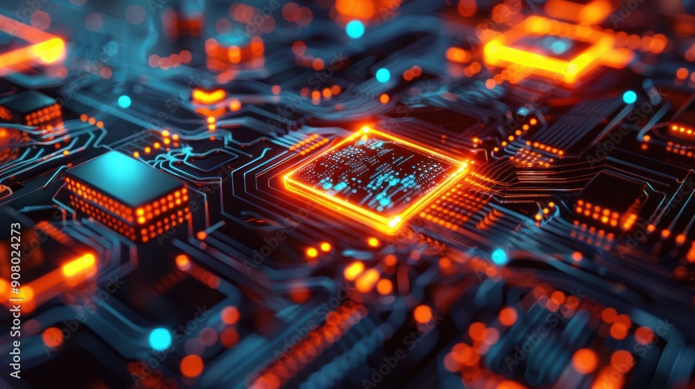 Semiconductor core processor board computer technology AI background ...
