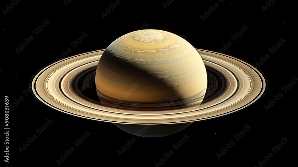 Retrato detallado del planeta Saturno con sus icónicos anillos en el espacio exterior Stock ...
