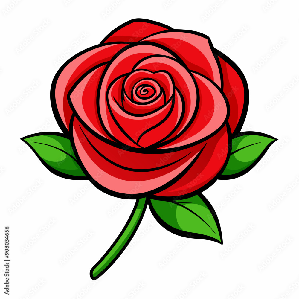 red rose isolated on white, rose vector illustration, red rose vector ...