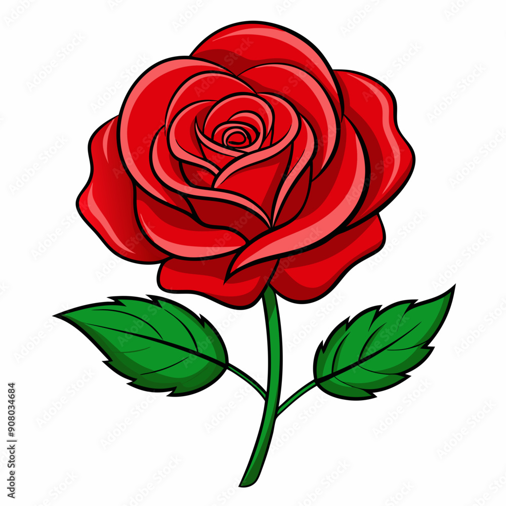 red rose isolated on white, rose vector illustration, red rose vector ...
