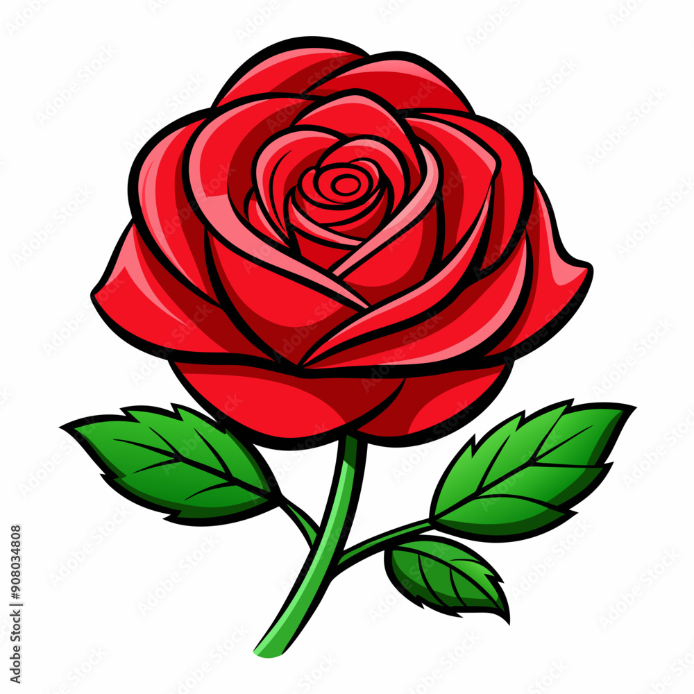 red rose isolated on white, rose vector illustration, red rose vector ...