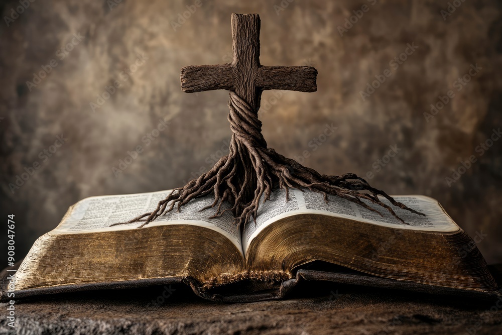 Living Word. The Living Word: A Cross with Roots Intertwined in an Open ...