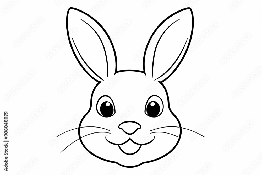 Cute Smiling Rabbit Head on White Background - Vector Illustration ...