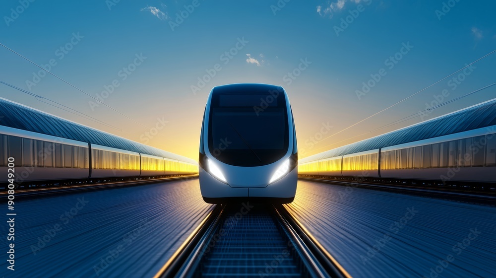 Electric public transport system, representing sustainable commuting ...