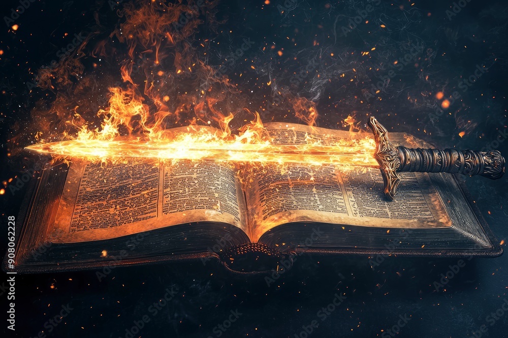 Sword of the spirit. Holy bible. For the word of God is living and ...