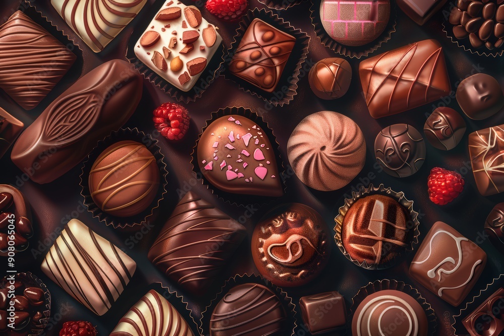 world chocolate day text with different types of chocolates, top view ...