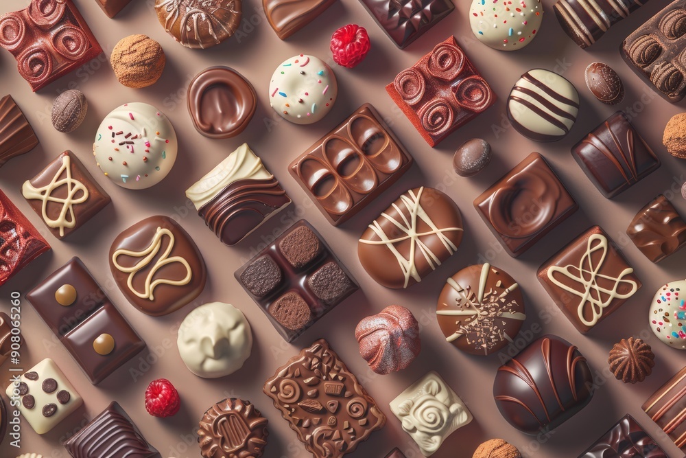world chocolate day text with different types of chocolates, top view ...