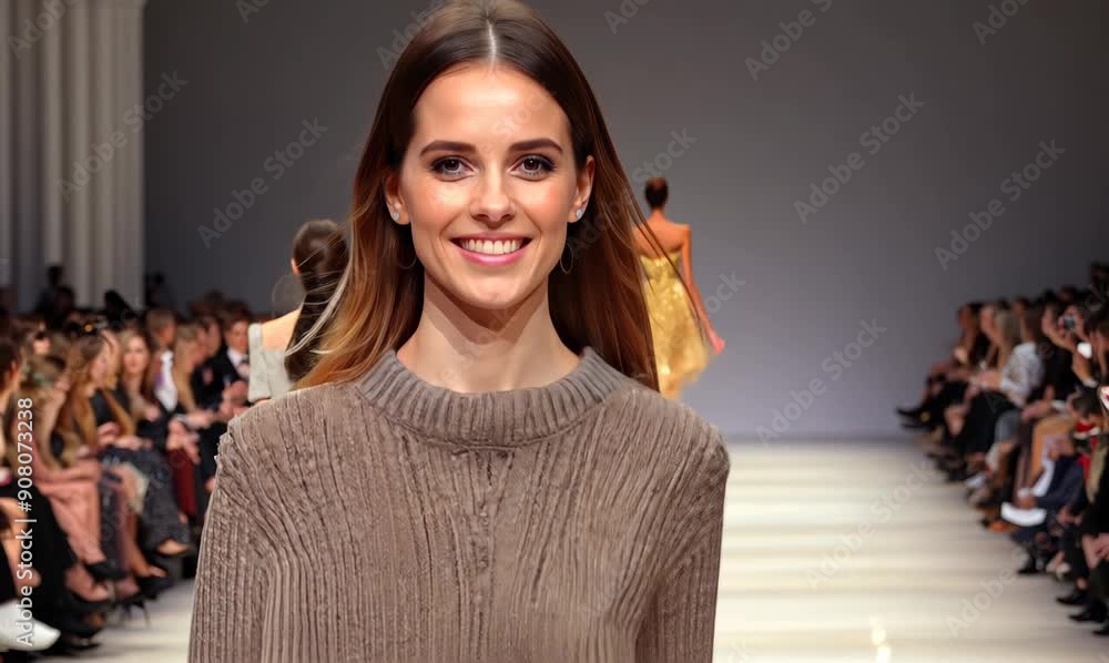 Medium shot portrait video of a grinning woman in her 30s that is ...