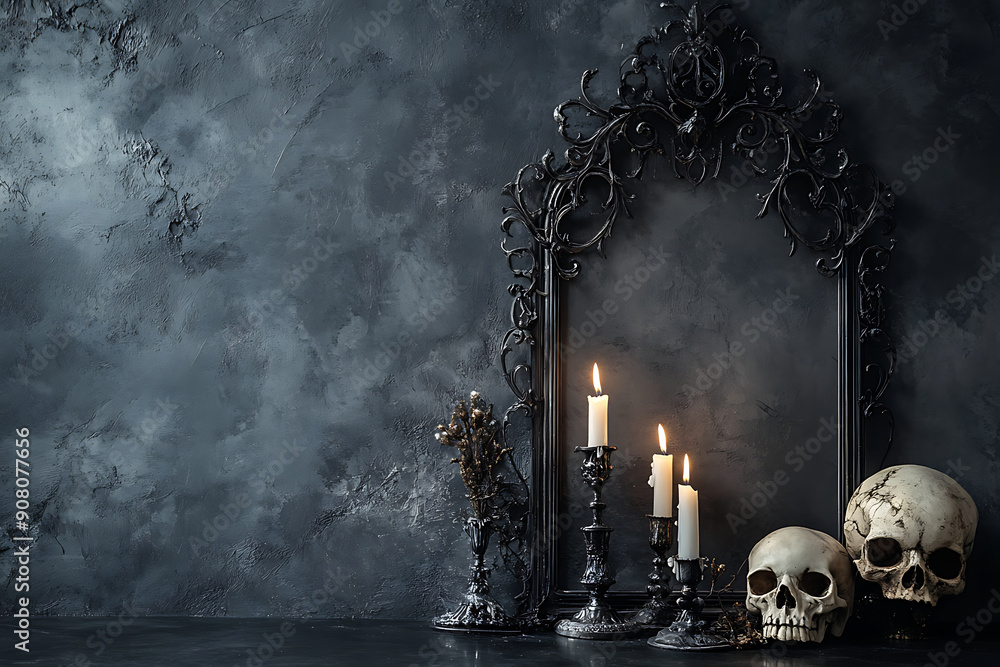 Treasure chest with a gold coins,dagger and human skull on a pirate ...