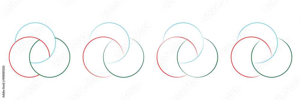 Intersecting, overlapping circles, rings element. line style design for ...