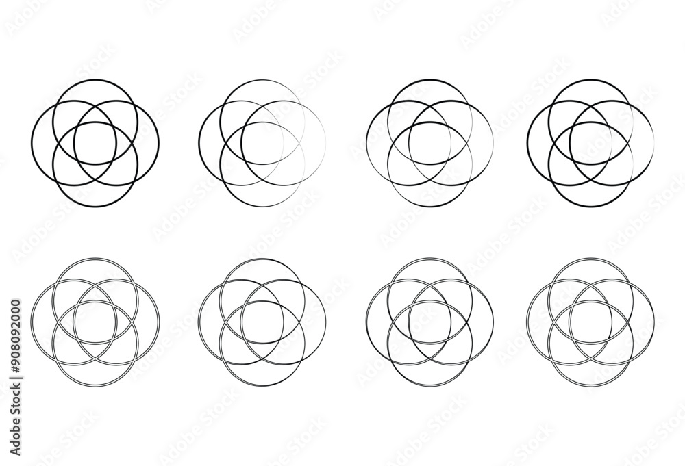 Intersecting Overlapping Circles Rings Element Simple Overlapping Circles Grunge Vector