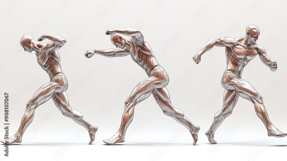 Show the body in dynamic poses to illustrate movement and flexibility ...