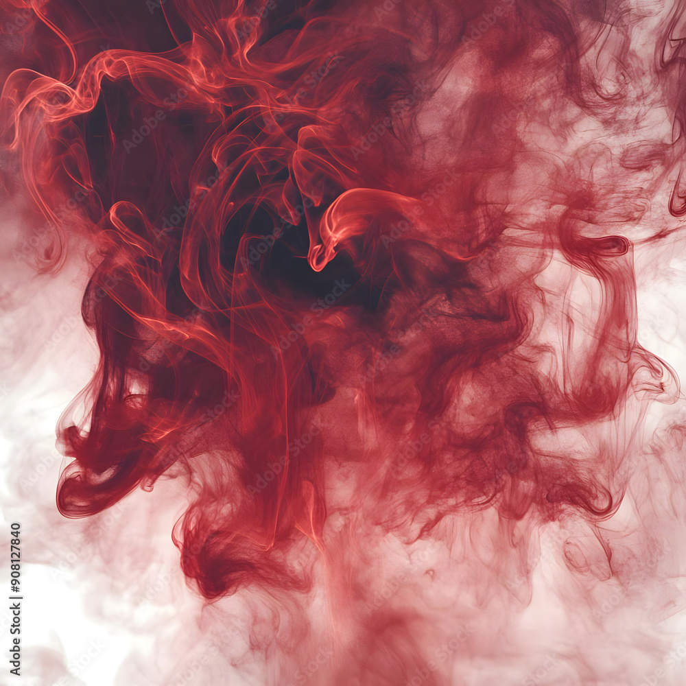 Abstract red smoke explosion isolated on a transparent background ...