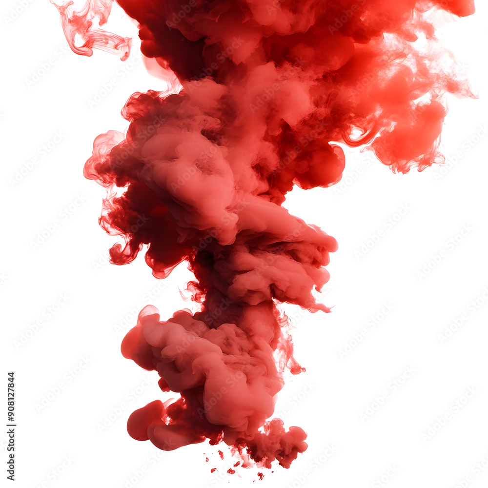 Abstract red smoke explosion isolated on a transparent background ...