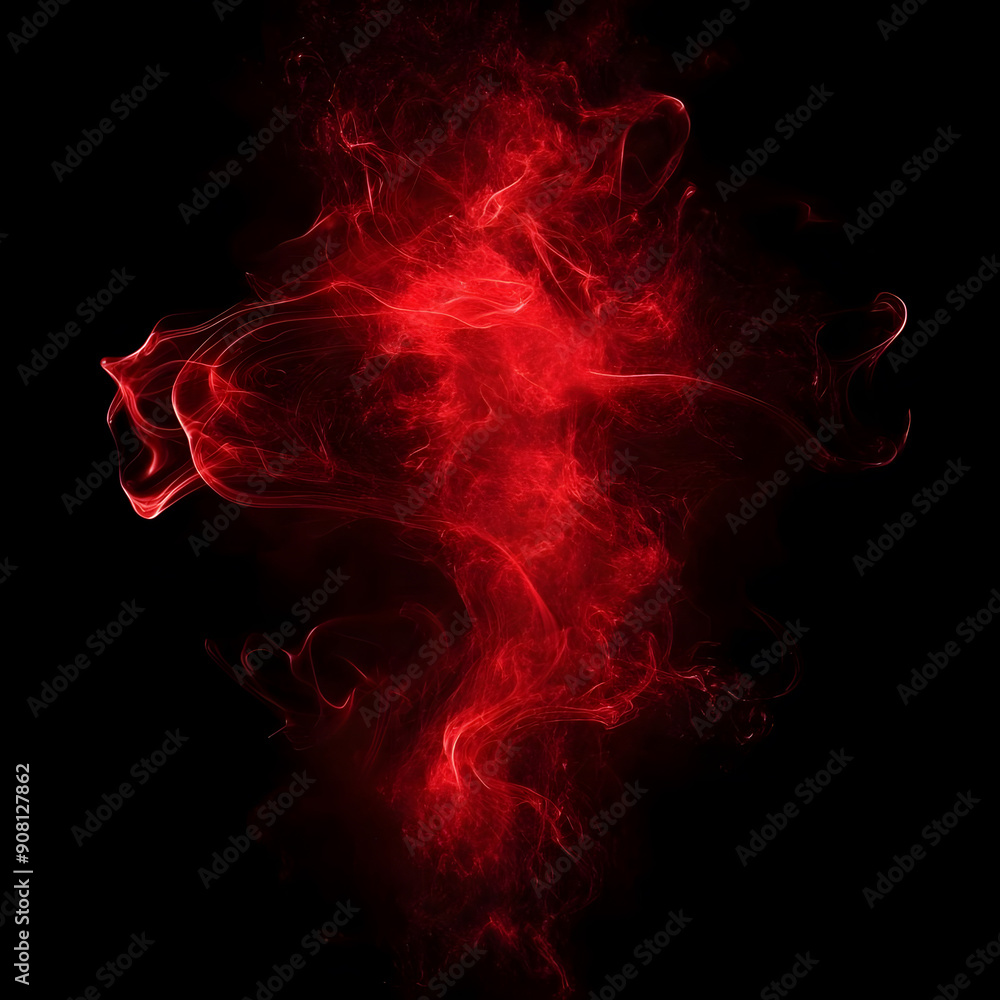 Abstract red smoke explosion isolated on a transparent background ...