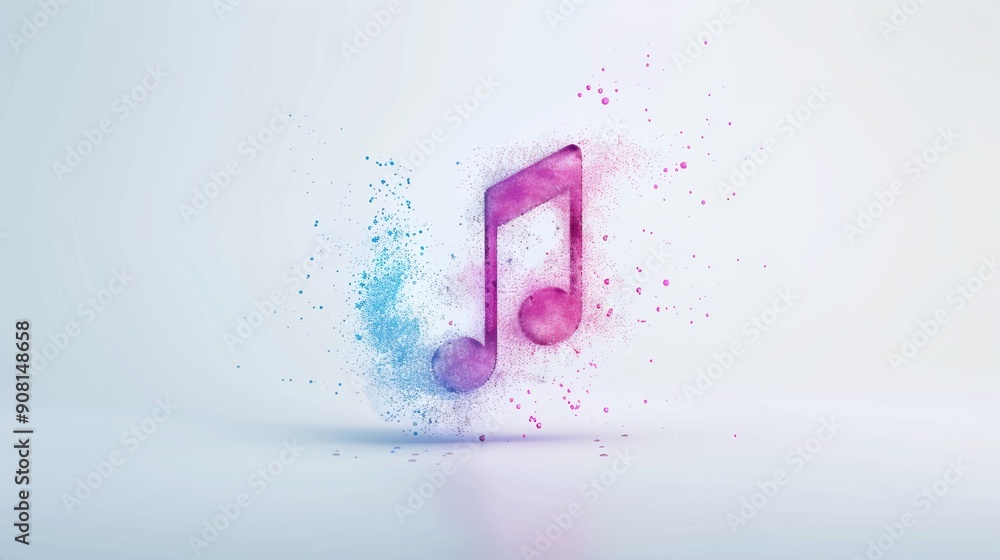 Floating 3D musical notes in a surreal space, 3D background music ...