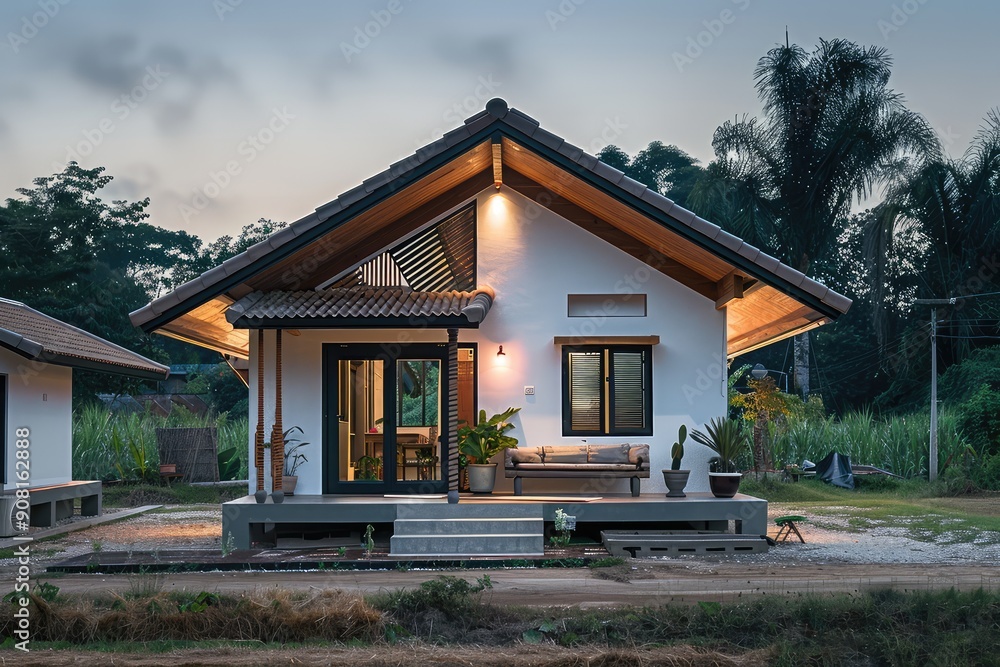 Beautiful modern house exterior with grass field Modern residential ...