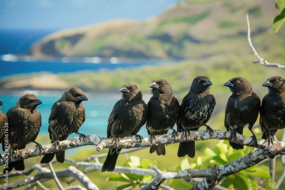 Darwin's finches on the Galapagos Islands, fossils of extinct creatures ...